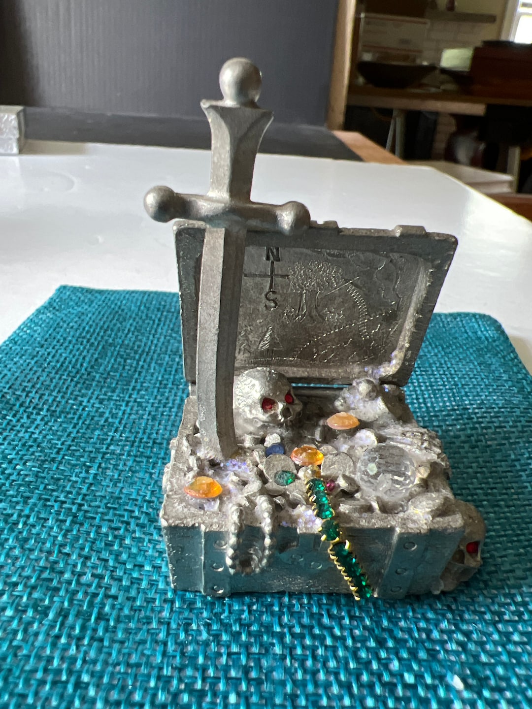Spoontiques Treasure Chest With Skulls Swords and Treasure Map on Lid 2 ...