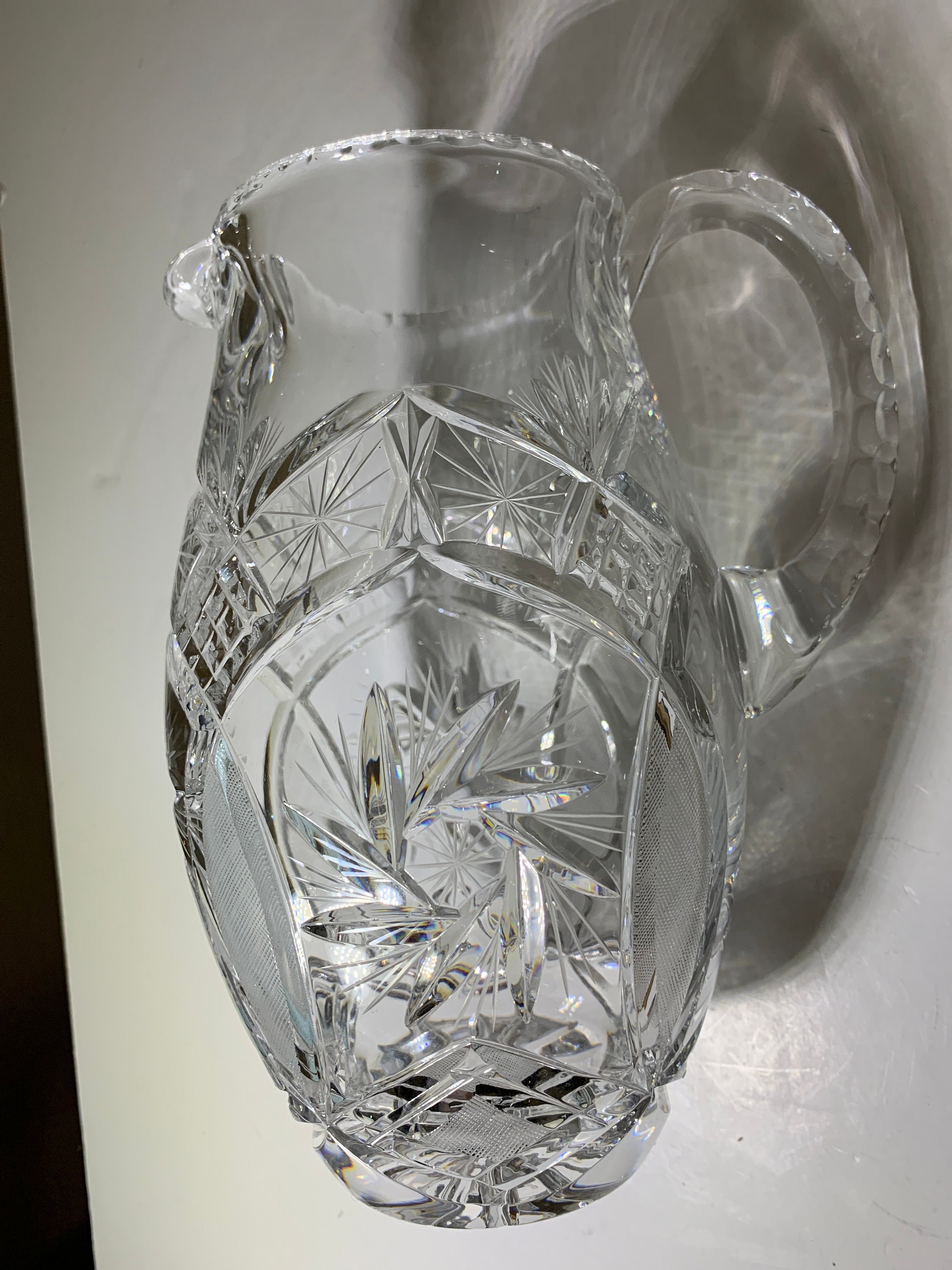 48 Oz Heavy Cut Crystal Pitcher Windmill Pattern 8-1/2T | Etsy