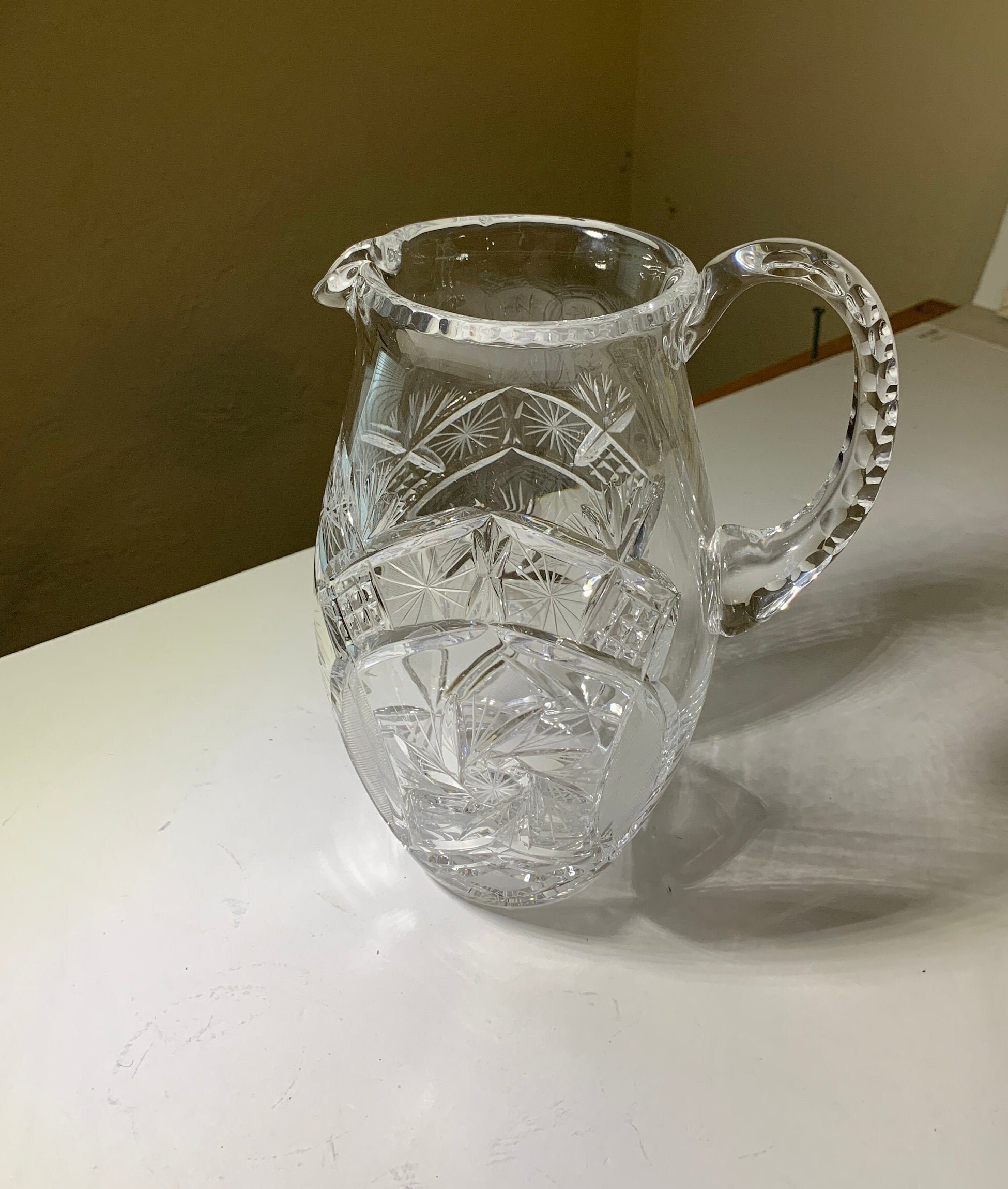48 Oz Heavy Cut Crystal Pitcher Windmill Pattern 8-1/2T | Etsy
