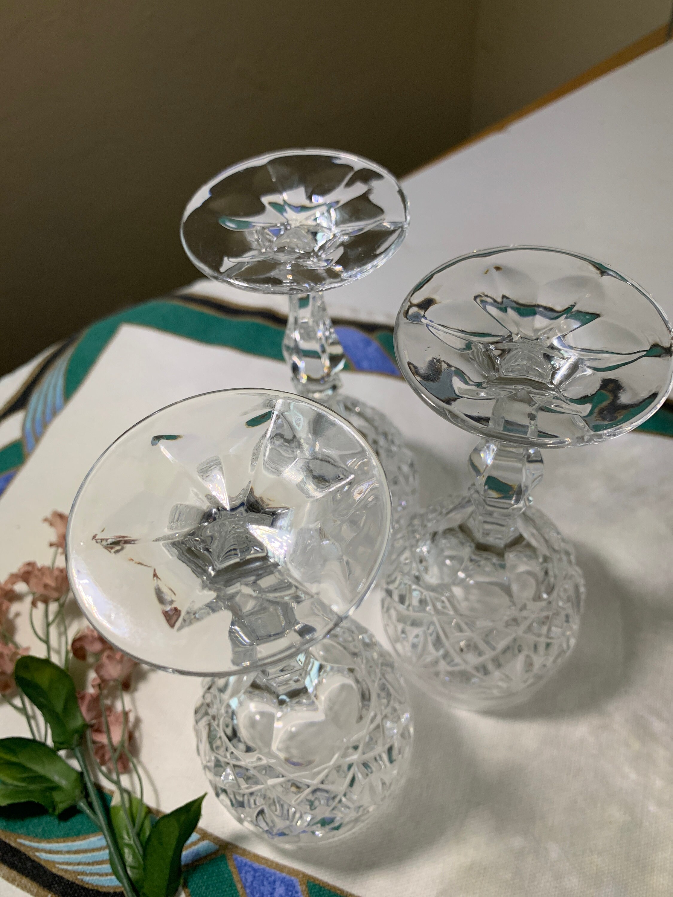 Pressed Crystal Cordial Goblets Glasses Set of Three 6-3/8T | Etsy