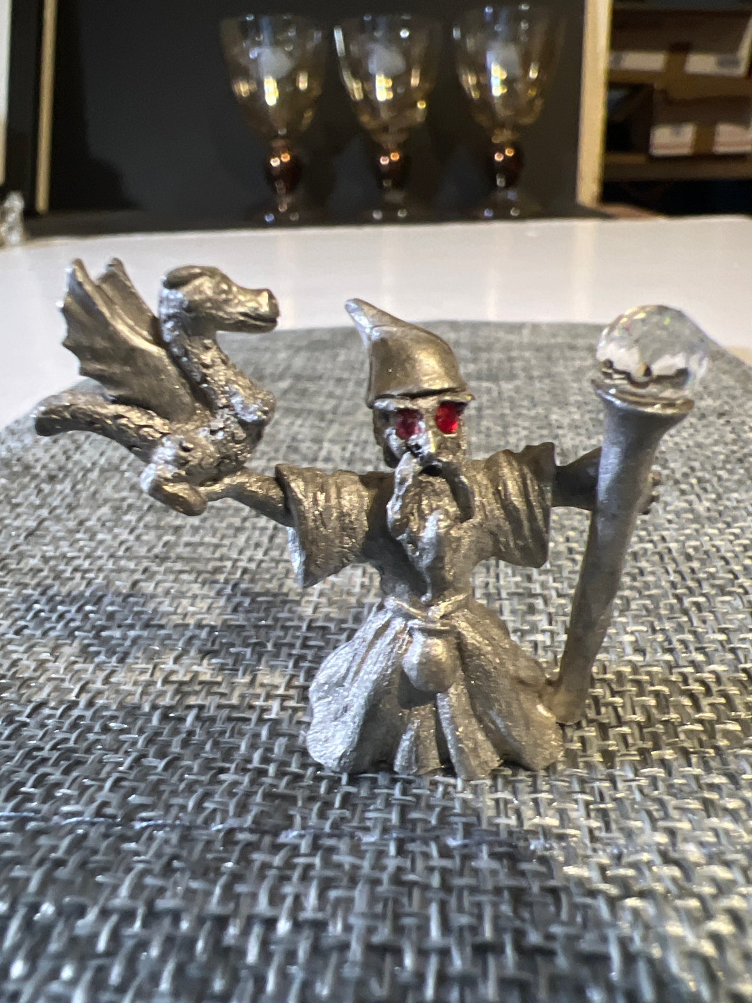 Spoontiques Pewter Small Wizard Red Eyes and Crystal Ball and Baby ...