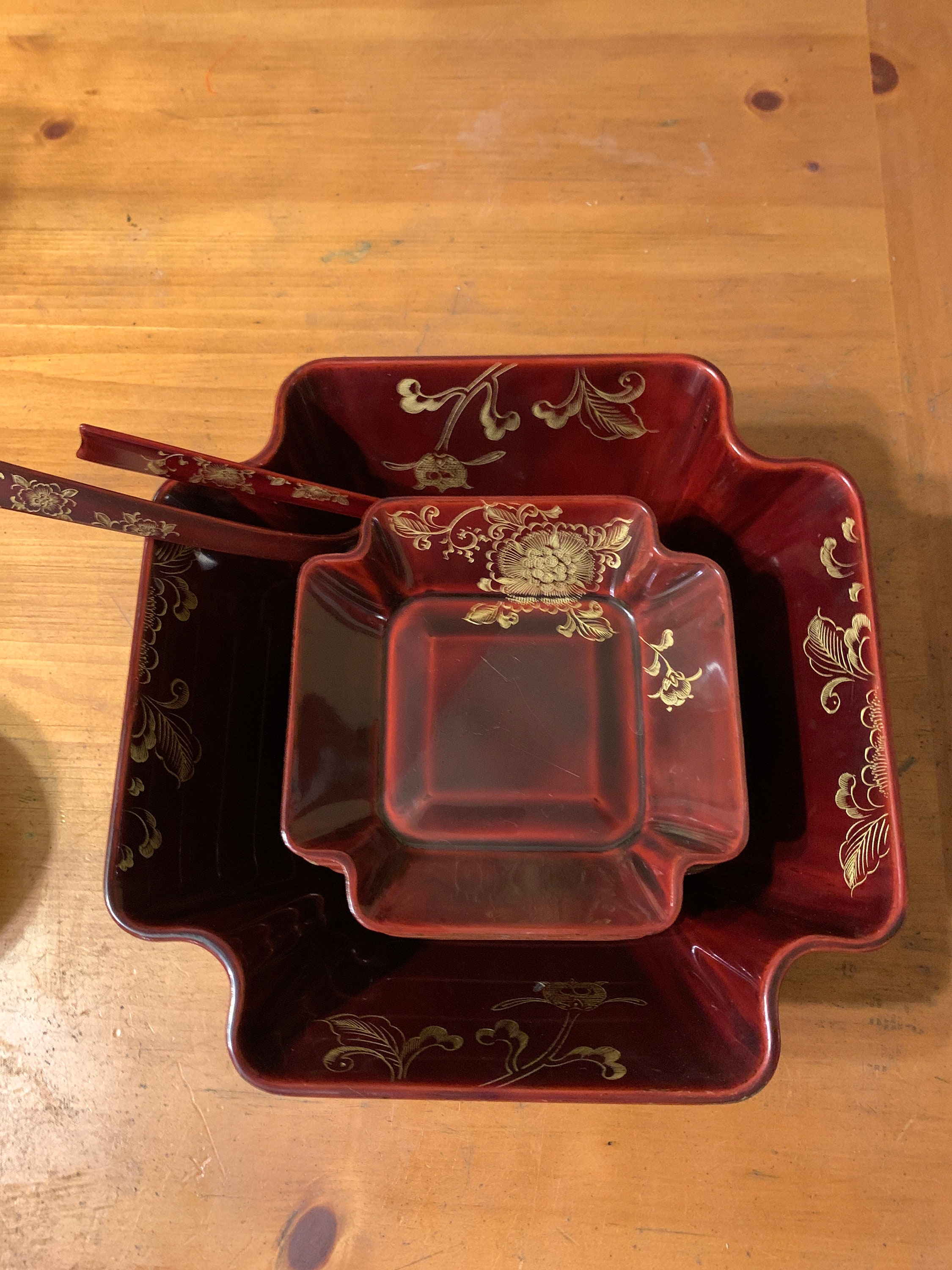 Vintage Lacquerware Salad Set 11 Pieces Occupied Japan Mid | Etsy