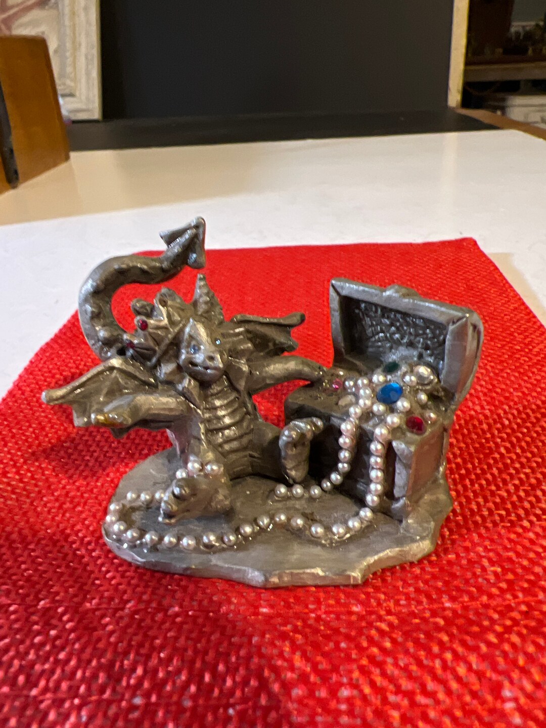 Sunglo Pewter 1994 Rich Rich Rich Dragon and Treasure 1-3/4”T X 2-1/2”W ...