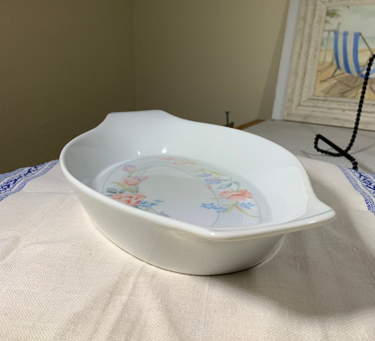 American Limoges FLOWERS PATTERN Fine Porcelain Au Gratin Dish - Etsy