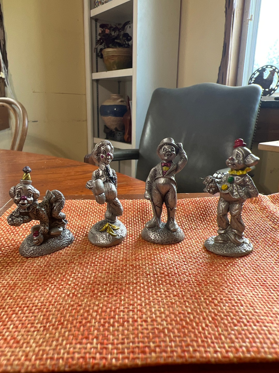 Set of Four Hudson Fine Pewter Miniature Clown Figurines 2-1/4” Tallest ...