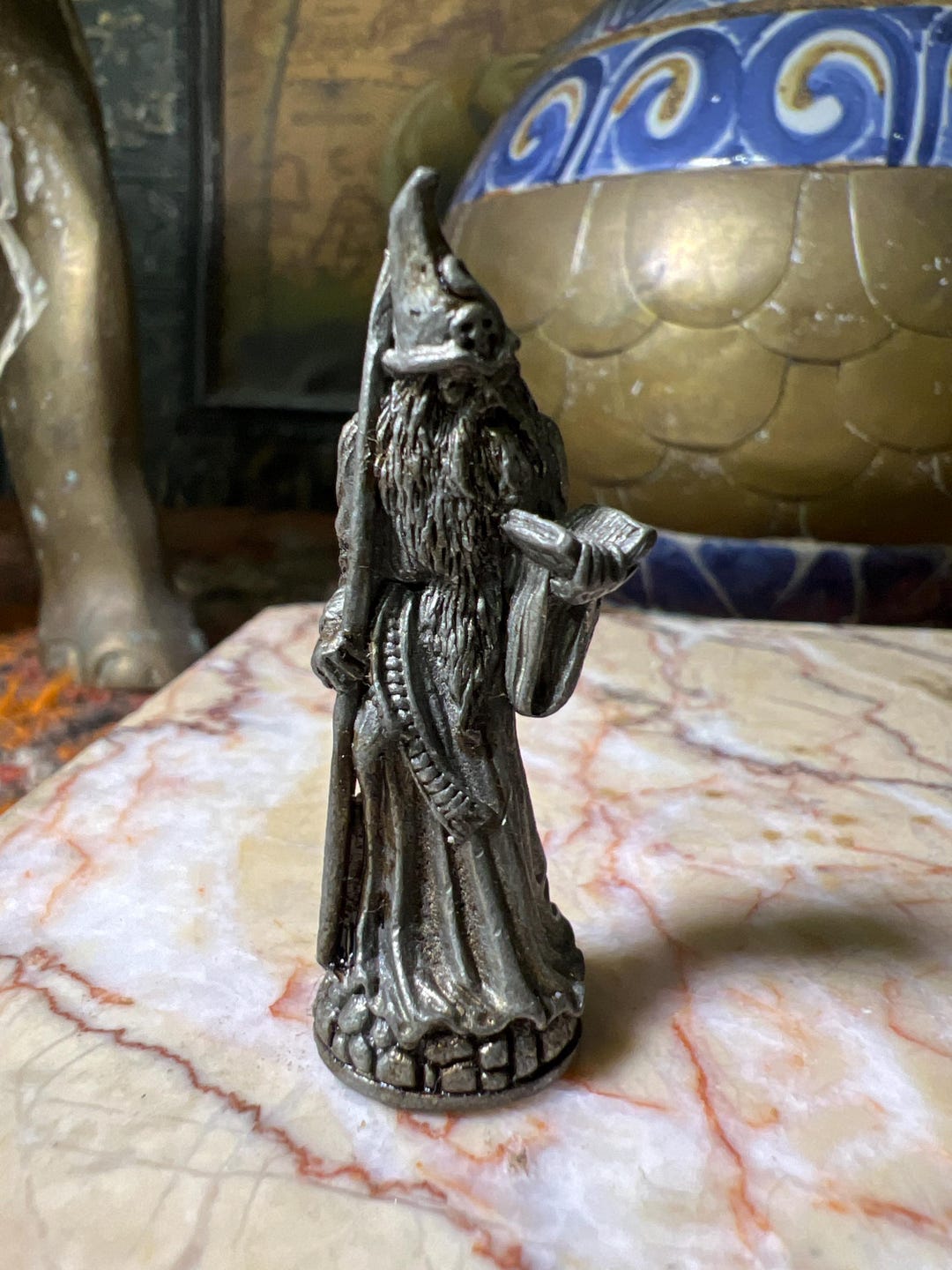Gallo Pewter Chess Piece Bishop Wizard With Book Silvertone USA 2”T - Etsy
