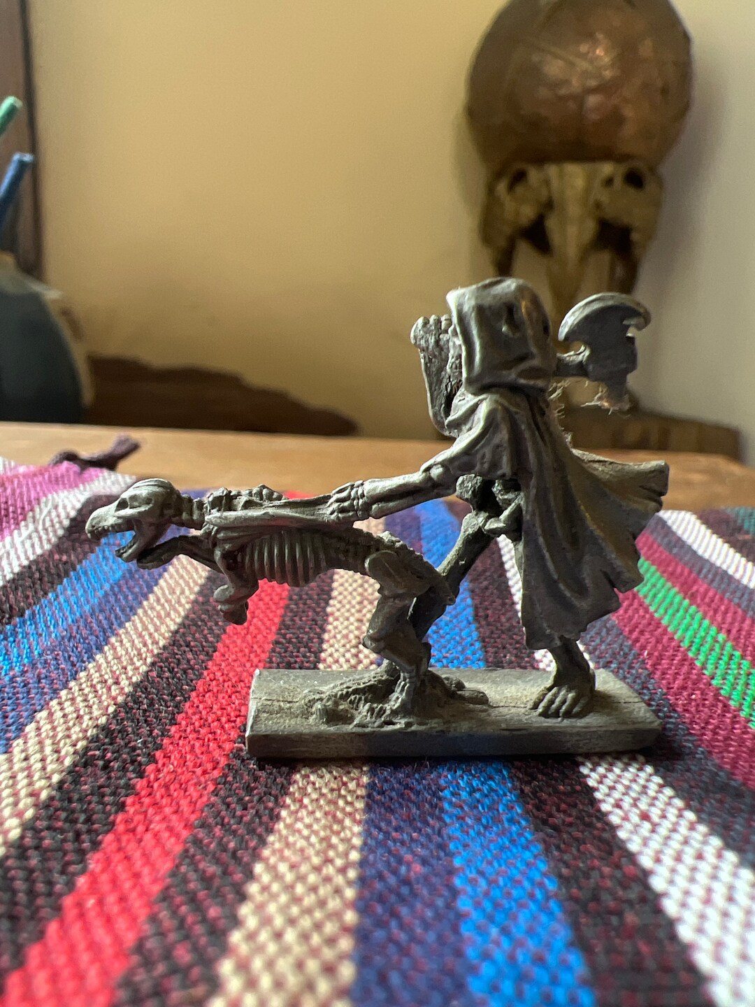 Ral Partha Pewter Grim Reaper Skeleton Warrior With Axe and Pet Dragon ...