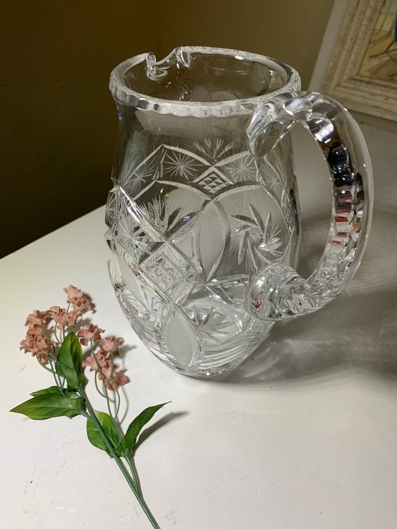48 Oz Heavy Cut Crystal Pitcher Windmill Pattern 8-1/2T | Etsy