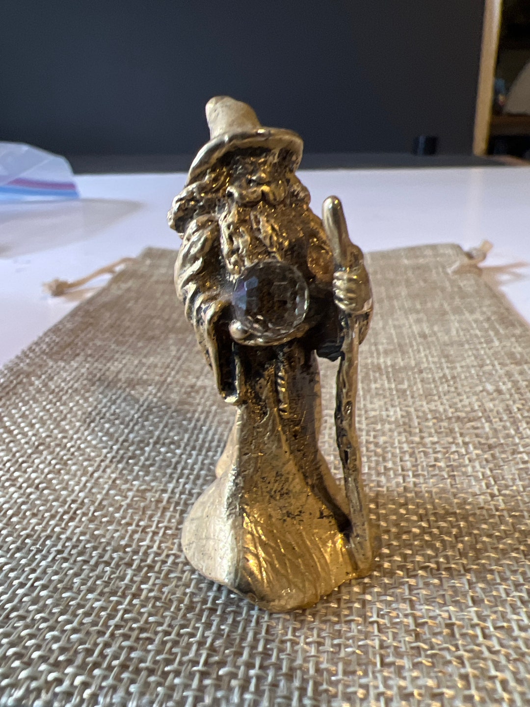 Gilded Pewter Wizard With Crystal Ball and Staff 2-1/4”T Unbranded - Etsy