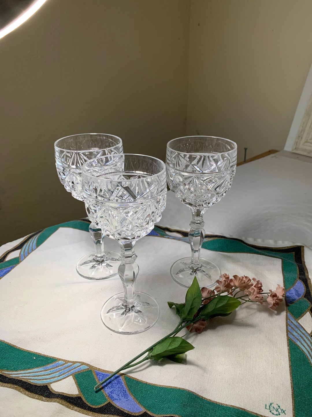 Pressed Crystal Cordial Goblets Glasses Set of Three 6-3/8T - Etsy