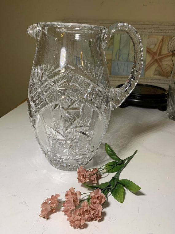 48 Oz Heavy Cut Crystal Pitcher Windmill Pattern 8-1/2T | Etsy