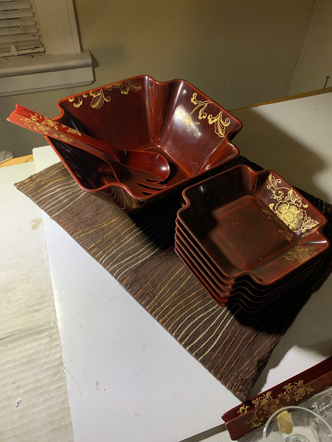 Vintage Lacquerware Salad Set 11 Pieces Occupied Japan Mid Century - Etsy