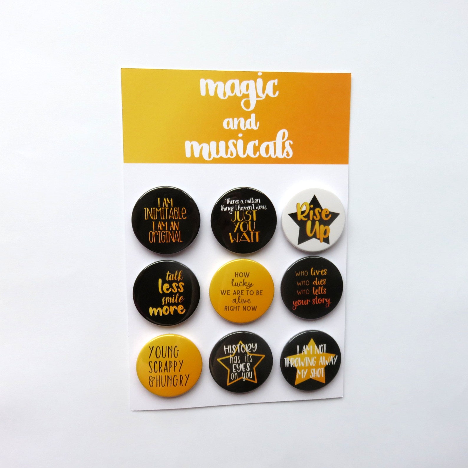 Hamilton the Musical Inspired 9 Button Bundle - 38mm/1.5" Pins - Etsy UK