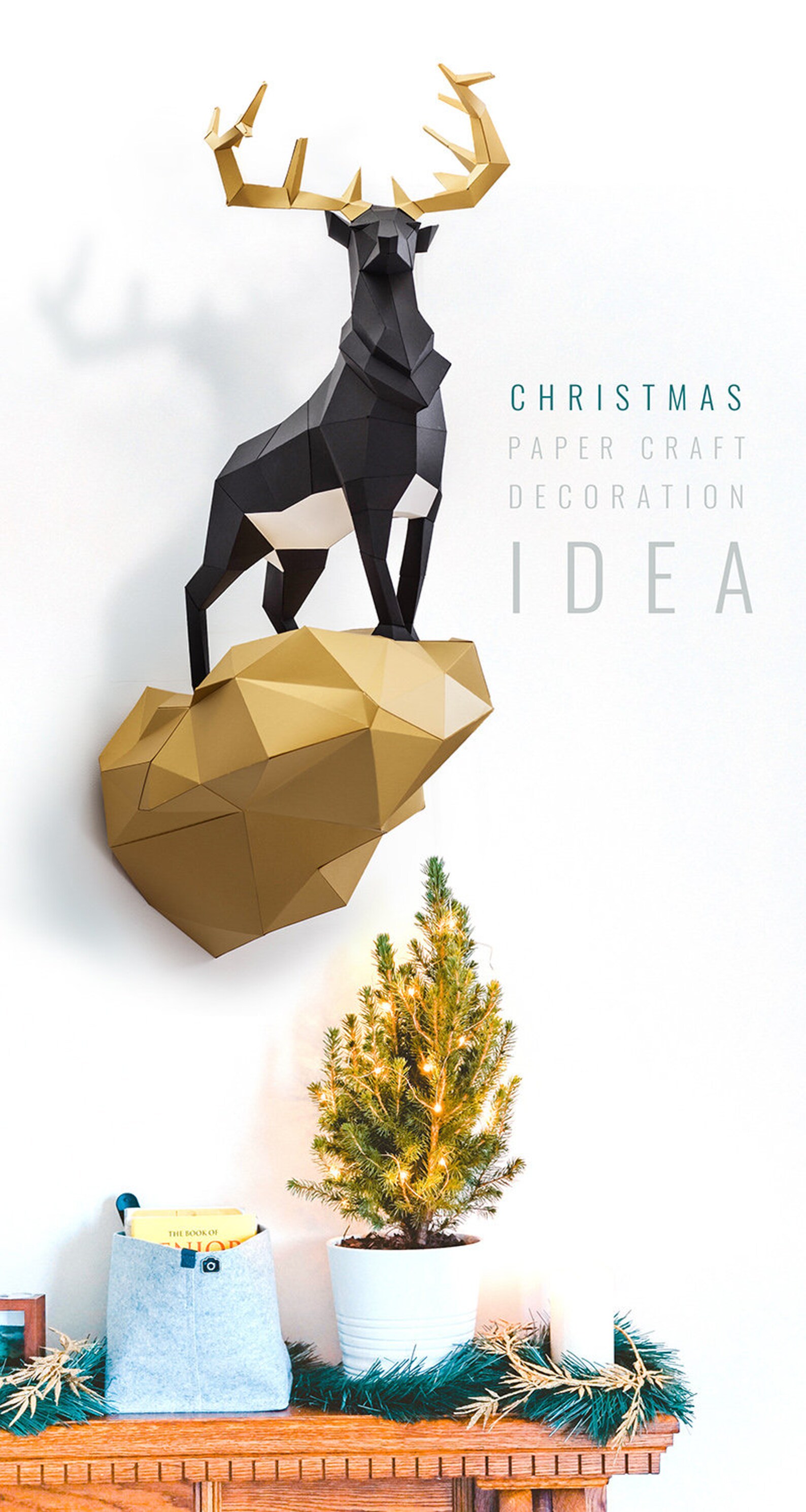 Papercraft Deer PAPERCRAFT KIT Deer Paper Model Deer DIY Papercraft ...