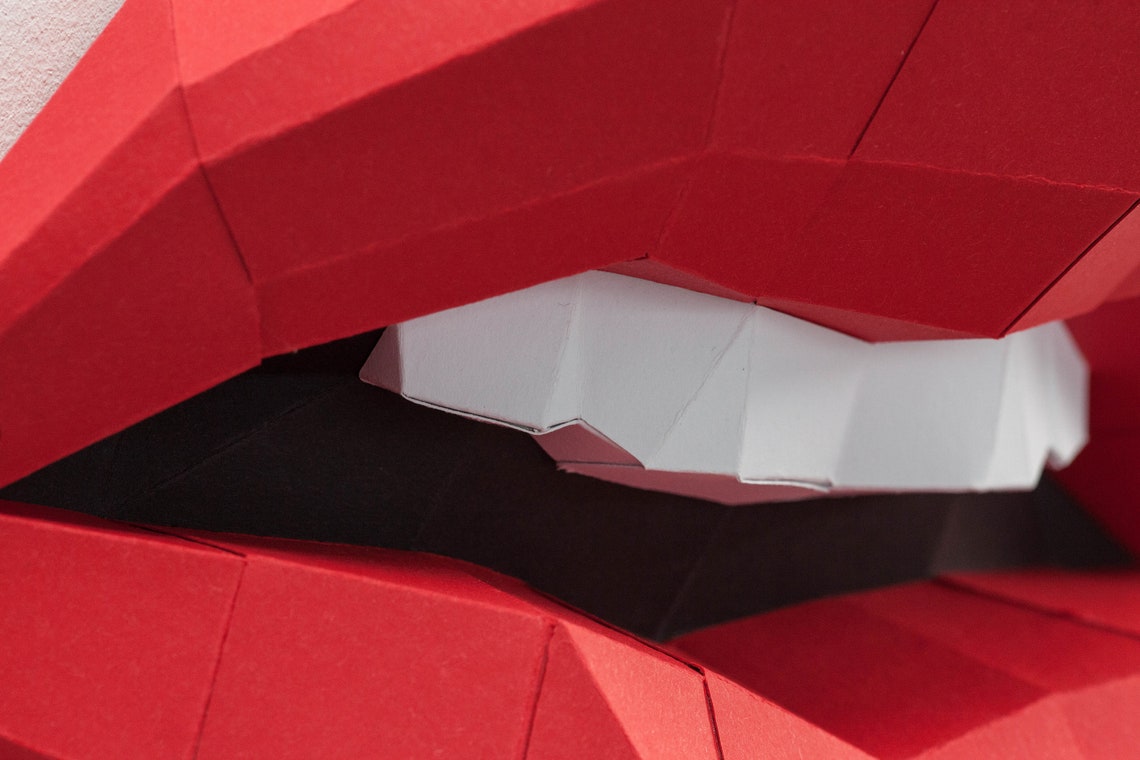 Lips PAPERCRAFT Precut KIT DIY, Mouth Woman Kiss Paper Model Papercraft ...