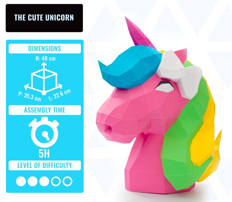 Unicorn PAPERCRAFT KIT Papercraft Unicorn Model Unicorn DIY | Etsy