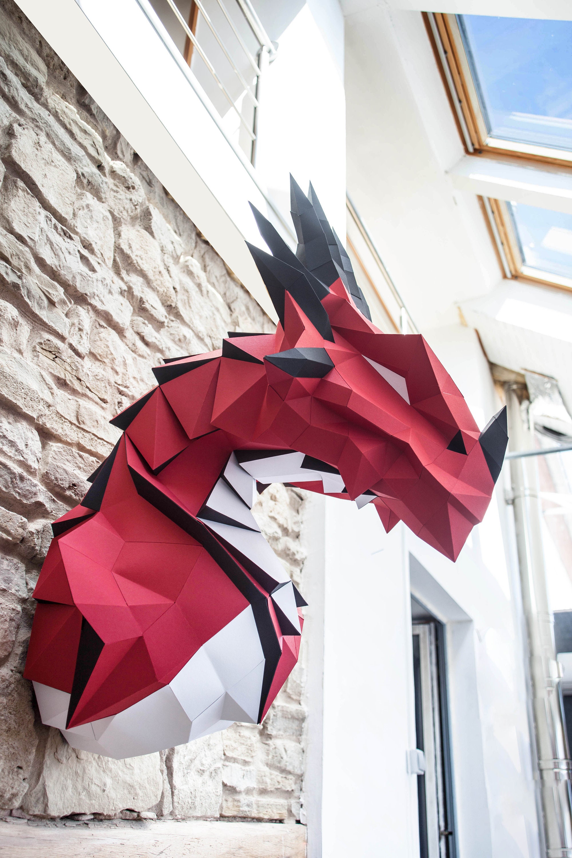 Papercraft Dragon XL Papercraft KIT, Assemblage papier DIY Low Poly 3D ...