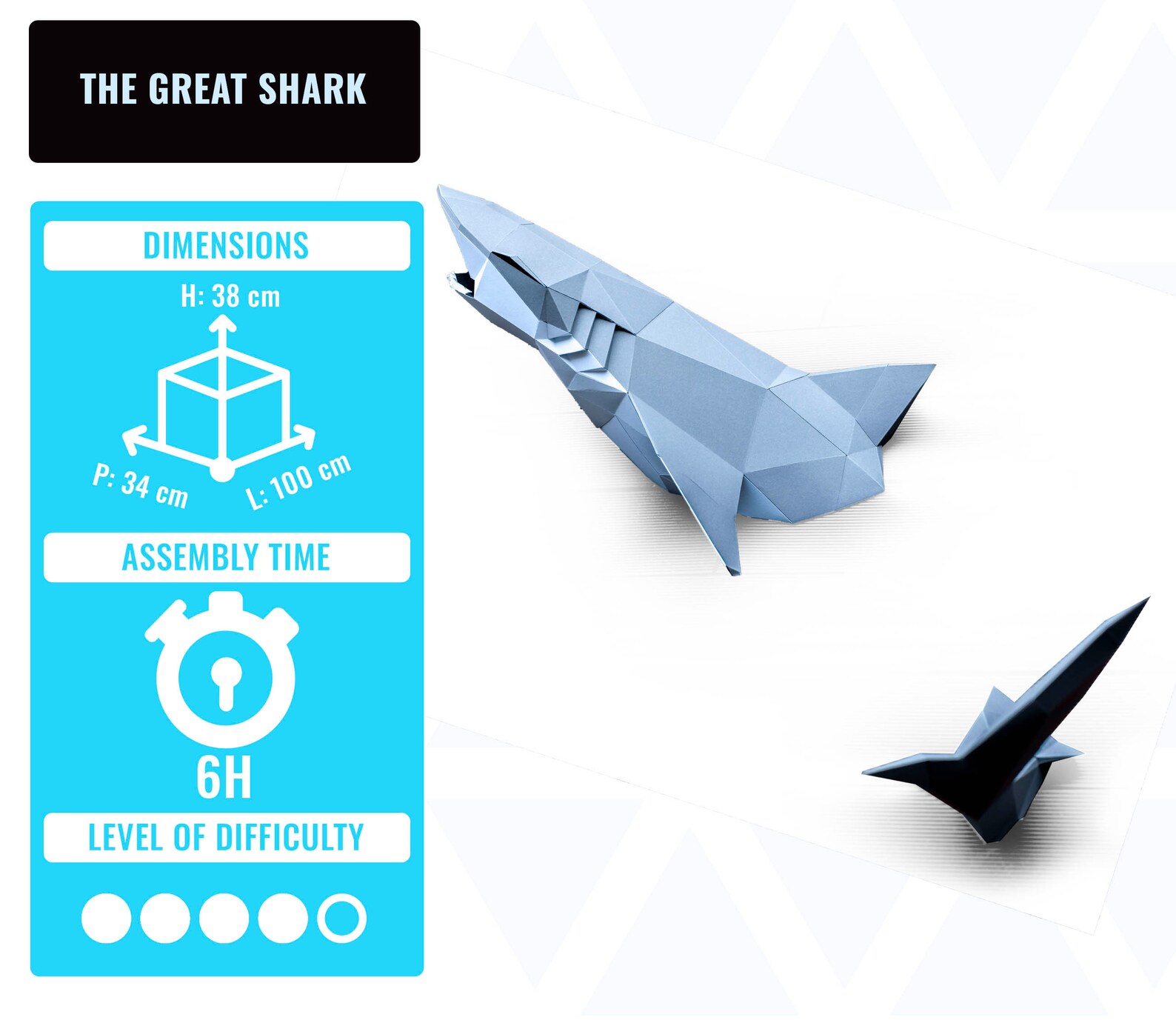 Shark PAPERCRAFT KIT Papercraft Shark Paper Model Shark DIY Papercraft ...