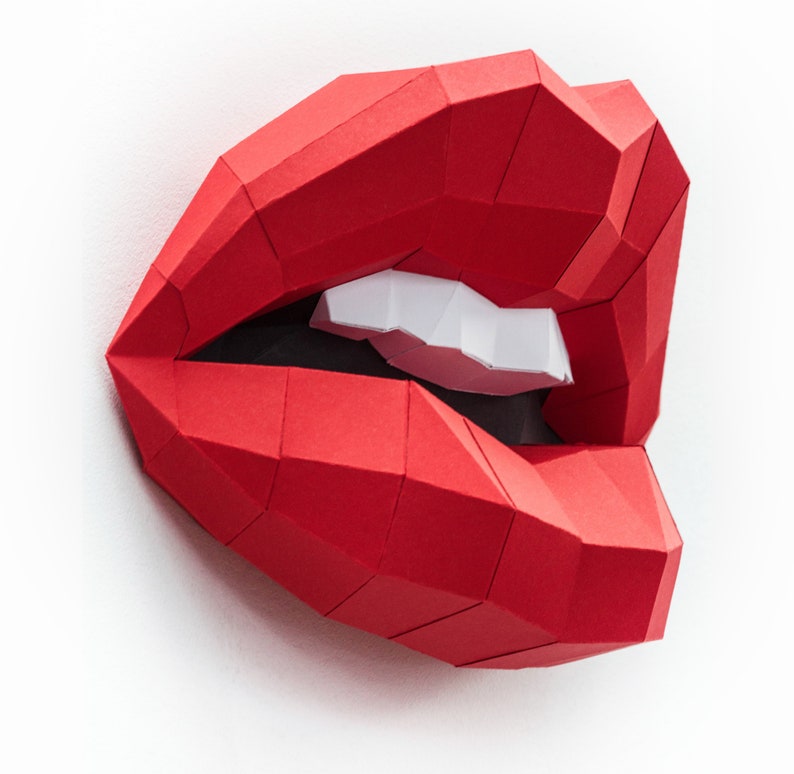 Lips PAPERCRAFT Precut KIT DIY, Mouth Woman Kiss Paper Model Papercraft ...
