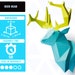 Deer Head Papercraft - DIY Paper Craft Deer Head PRECUT KIT - Low Poly ...