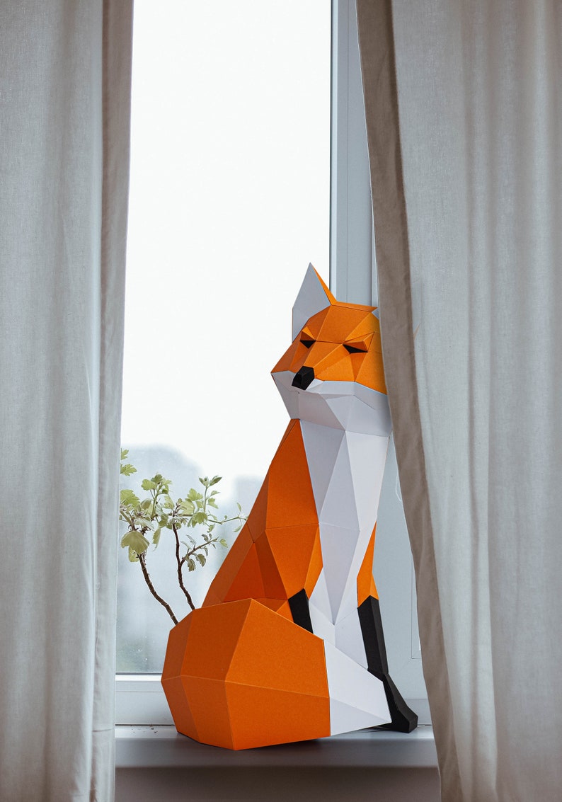 Fox Papercraft Fox ALL READY PRECUT Kit Sitting Fox Animal - Etsy