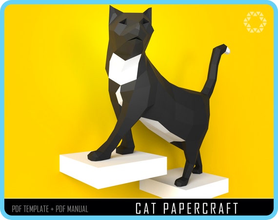 Cat PAPERCRAFT PDF Papercraft Cat paper model Cat DIY | Etsy