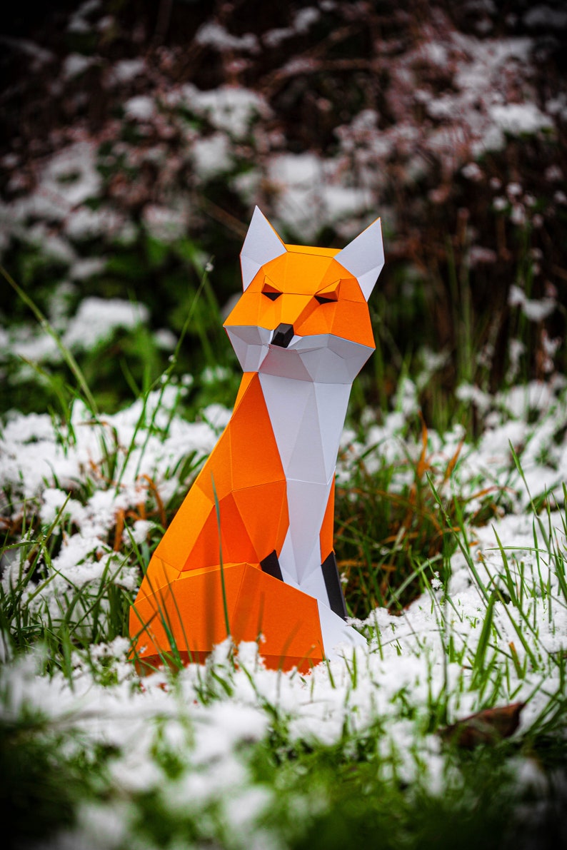 Fox Papercraft Fox - ALL READY PRECUT Kit Sitting Fox - Animal ...