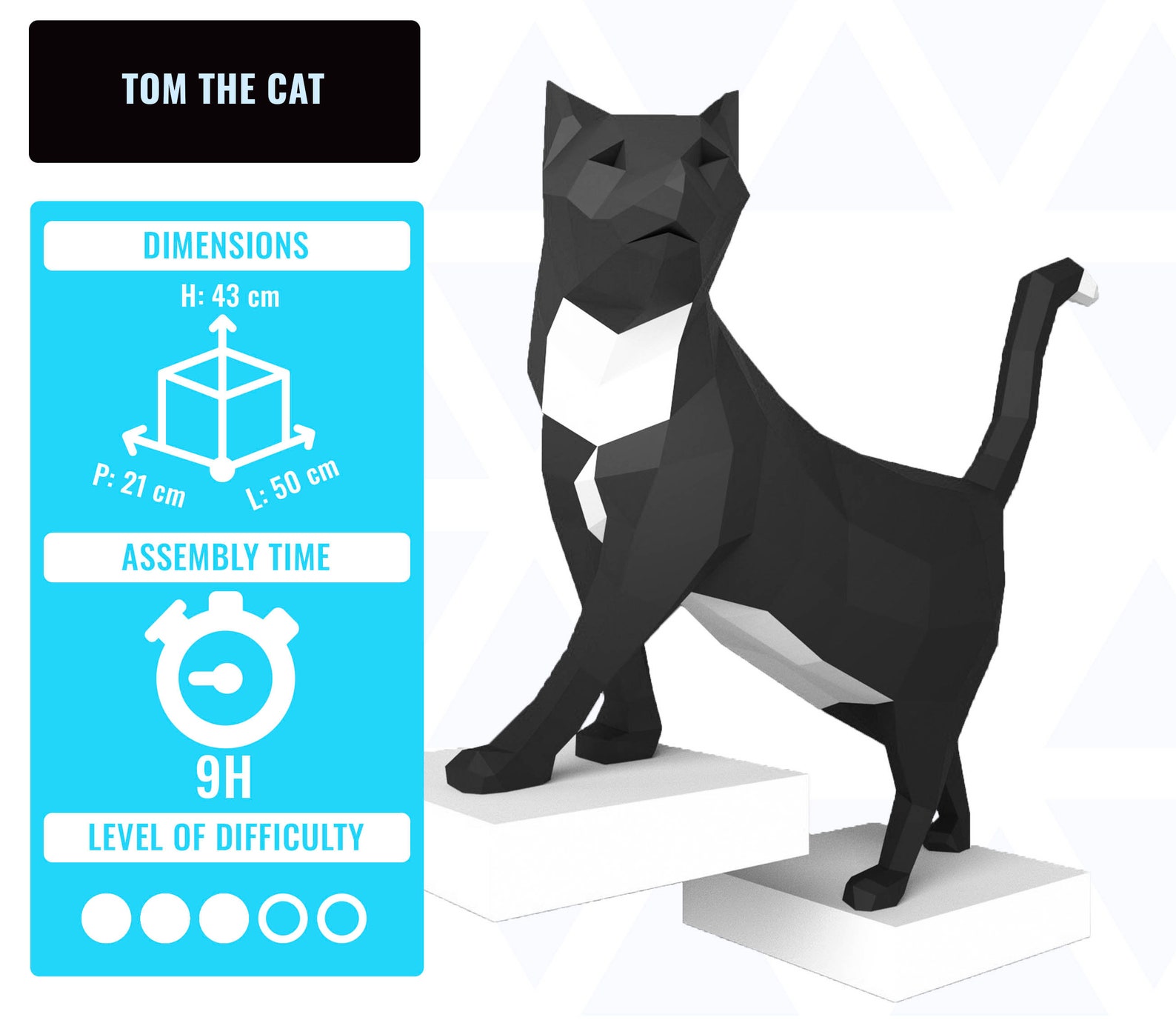 Cat PAPERCRAFT KIT Papercraft Cat Paper Model Cat DIY Papercraft Cat ...