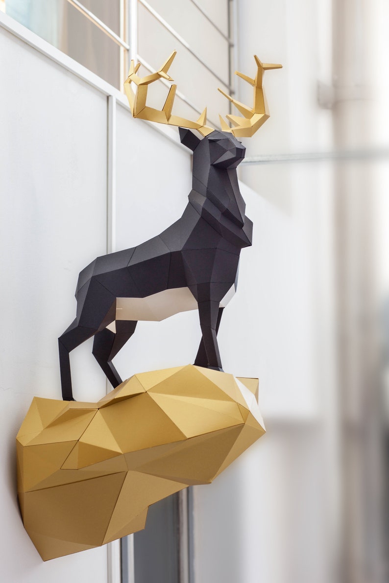 Papercraft Deer PAPERCRAFT KIT Deer Paper Model Deer DIY Papercraft ...