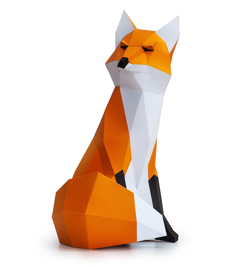 Fox Papercraft Fox ALL READY PRECUT Kit Sitting Fox Animal - Etsy