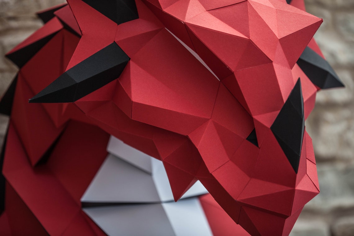 Papercraft Dragon XL Papercraft KIT Paper Model DIY Low Poly 3D Paper ...