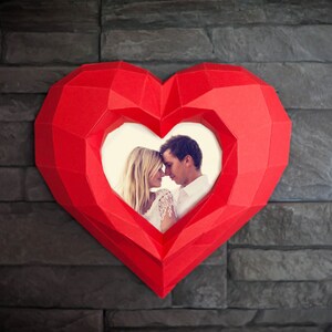 Heart Photo Frame PAPERCRAFT KIT Papercraft Heart Model Heart DIY ...