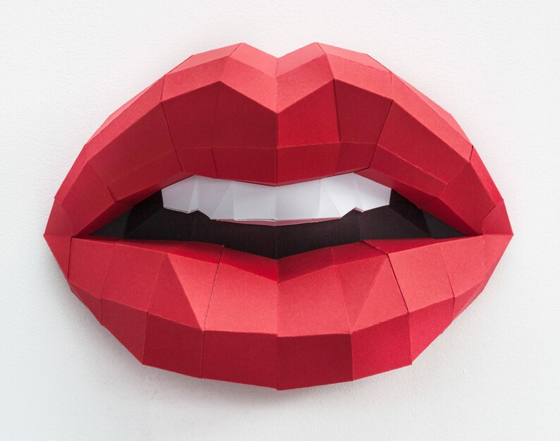 Lips PAPERCRAFT Precut KIT DIY, Mouth Woman Kiss Paper Model Papercraft ...