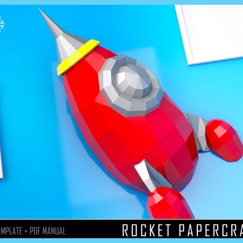ROCKET Space Model Low Poly Papercraft PDF Template - Etsy