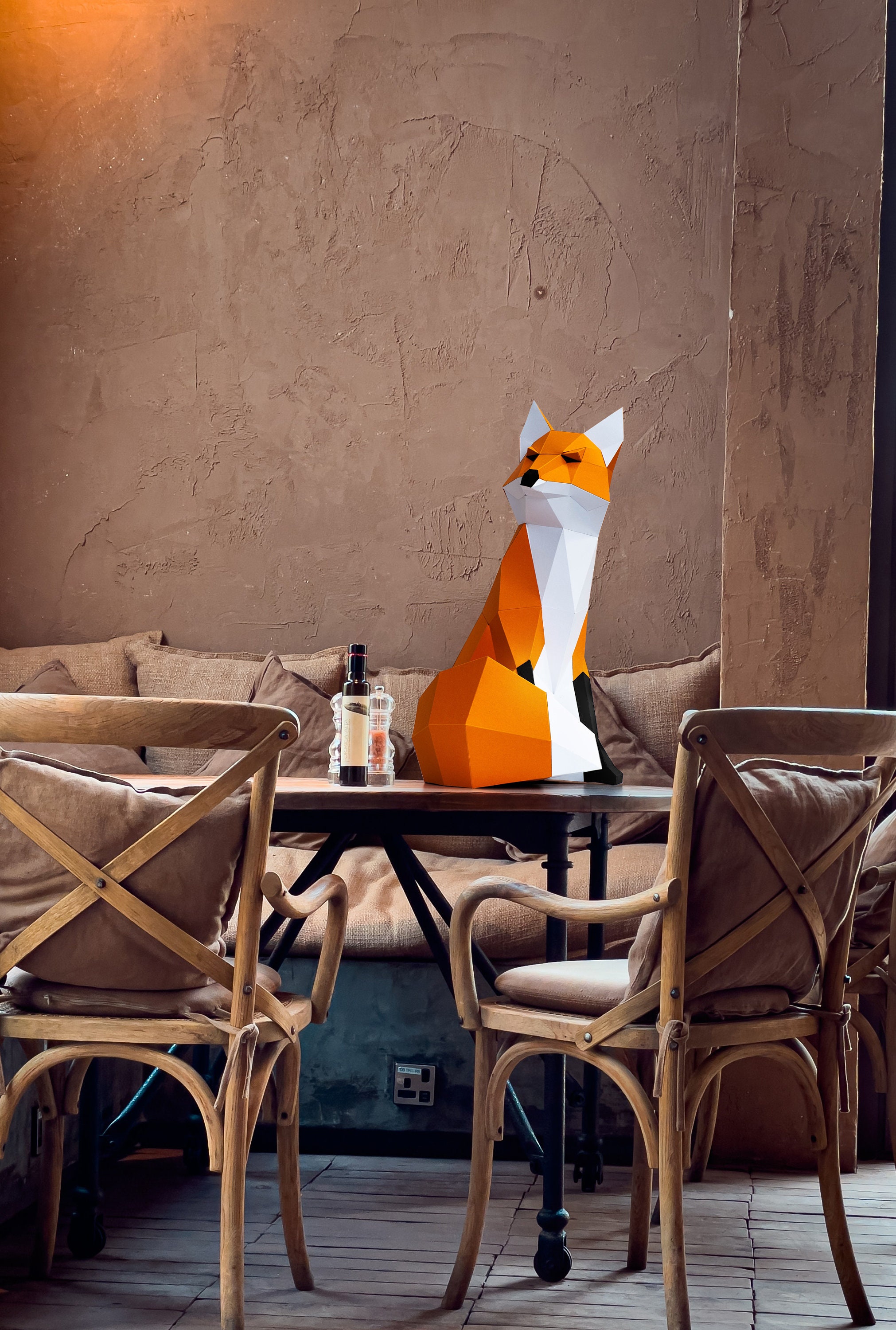 Fox Papercraft Fox ALL READY PRECUT Kit Sitting Fox Animal Papercraft ...