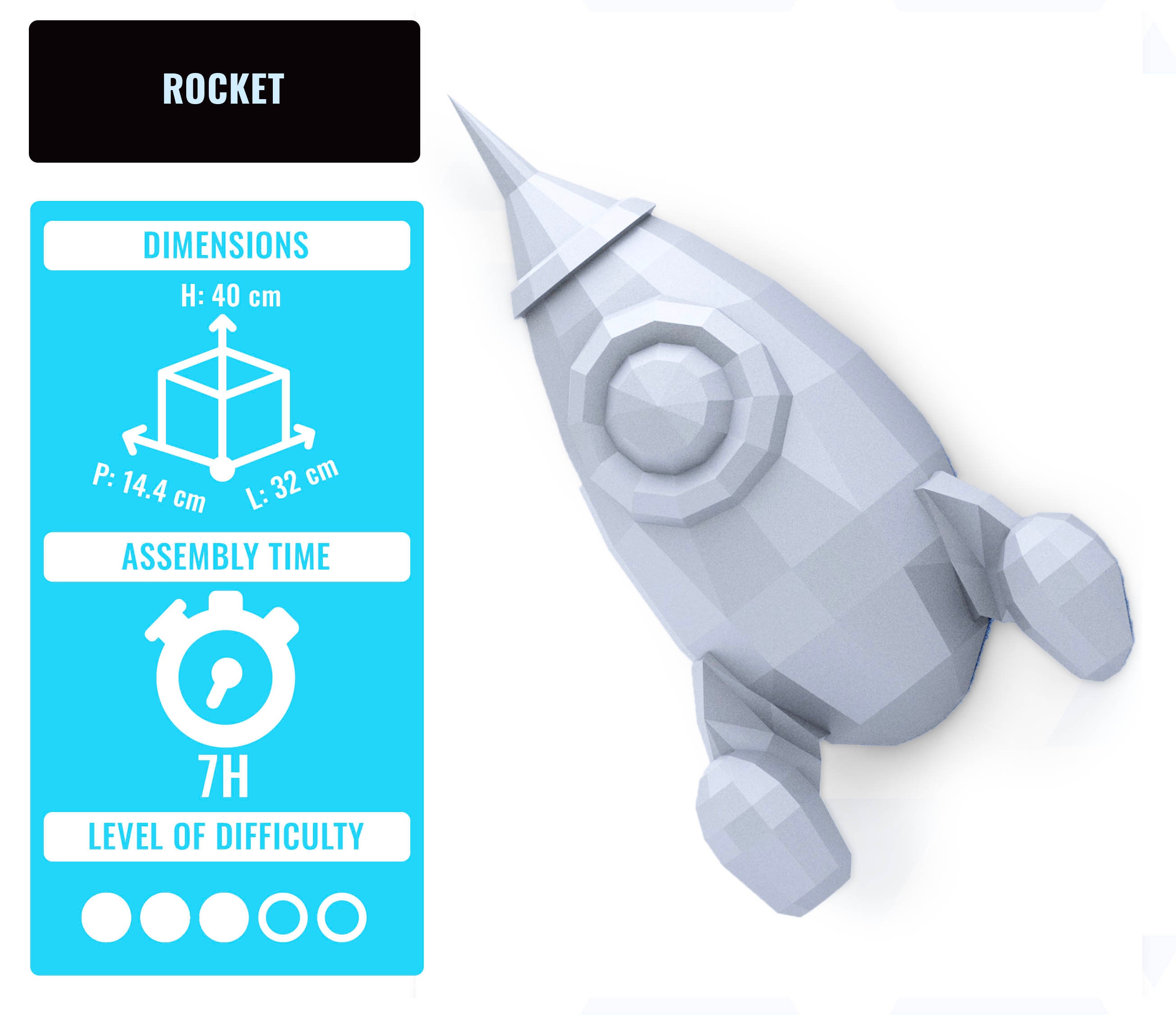 Rocket PAPERCRAFT KIT Papercraft Rocket Paper Model Rocket DIY | Etsy