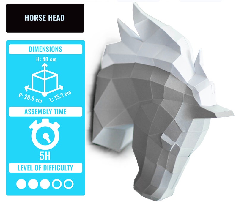 Papercraft Horse Head PAPERCRAFT KIT Horse Paper Model Horse - Etsy