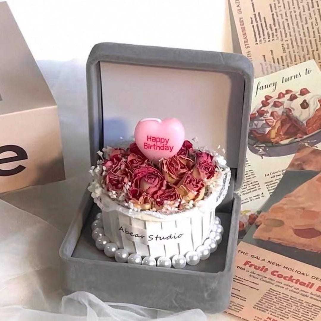 Dried Flower Cake, Rose Cake, Cake Gift Box, Birthday Gift, Date Gift ...
