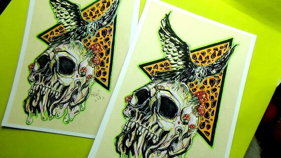 Infected Aftermath ART PRINT Skull Art Raven Art Birds | Etsy