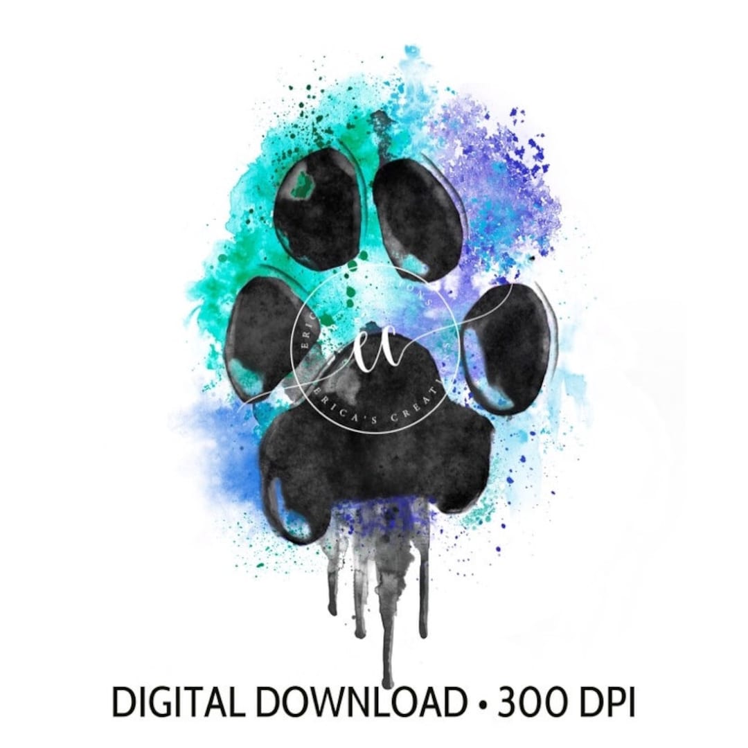 Watercolor Paw Print, Digital Download - Etsy