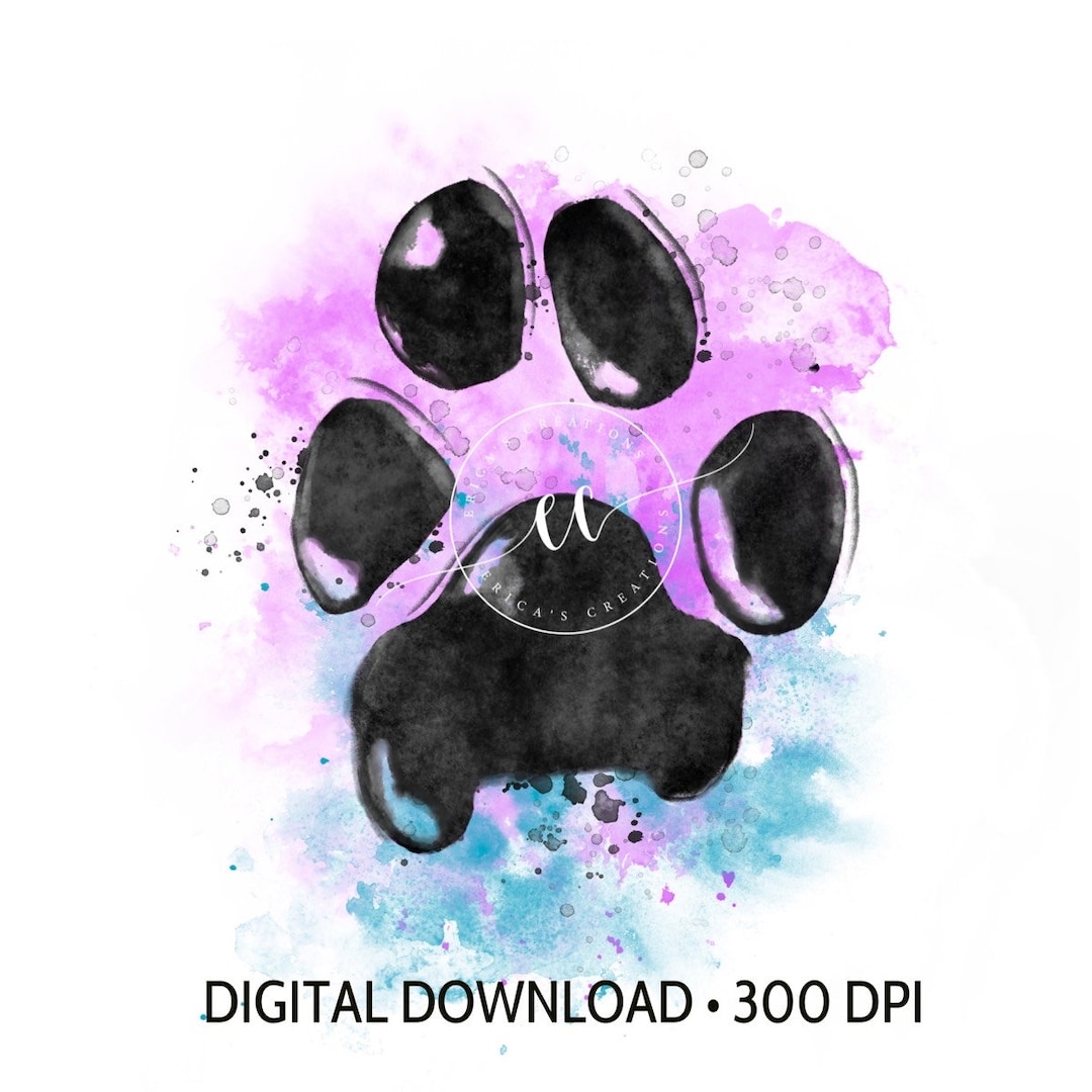 Watercolor Paw Print, Digital Download - Etsy