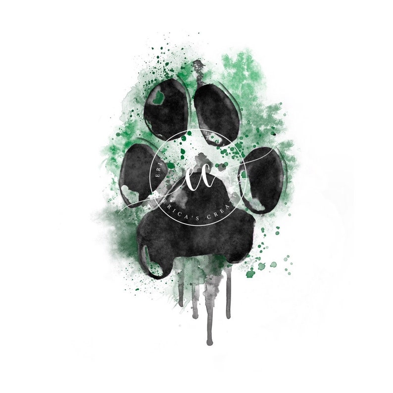 Watercolor Paw Print, Digital Download, Green - Etsy