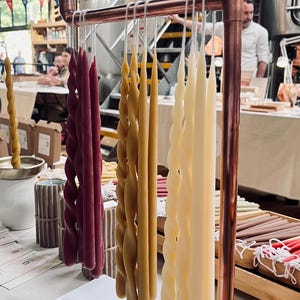 Set of Two Multi-shaped Spiral Beeswax Taper Candles | Hand Dipped ...