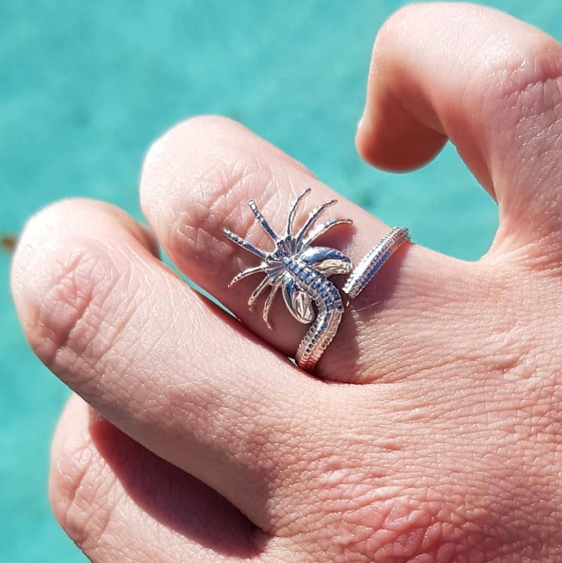 Sterling Silver Face Hugger Ring - Etsy