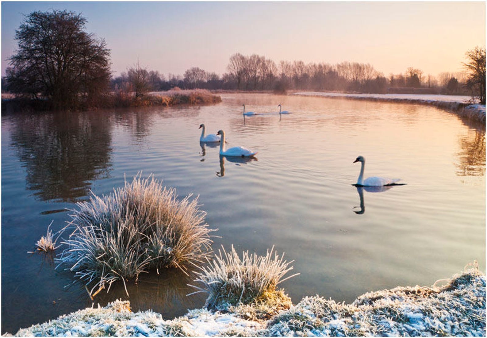 River Thames Lechlade Gloucestershire England UK Frost Frosty Winter ...