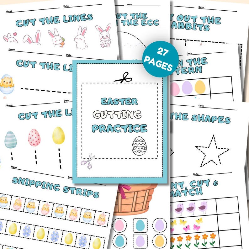 Easter Cutting Practice Worksheets | Preschool Scissor Skills Printable ...