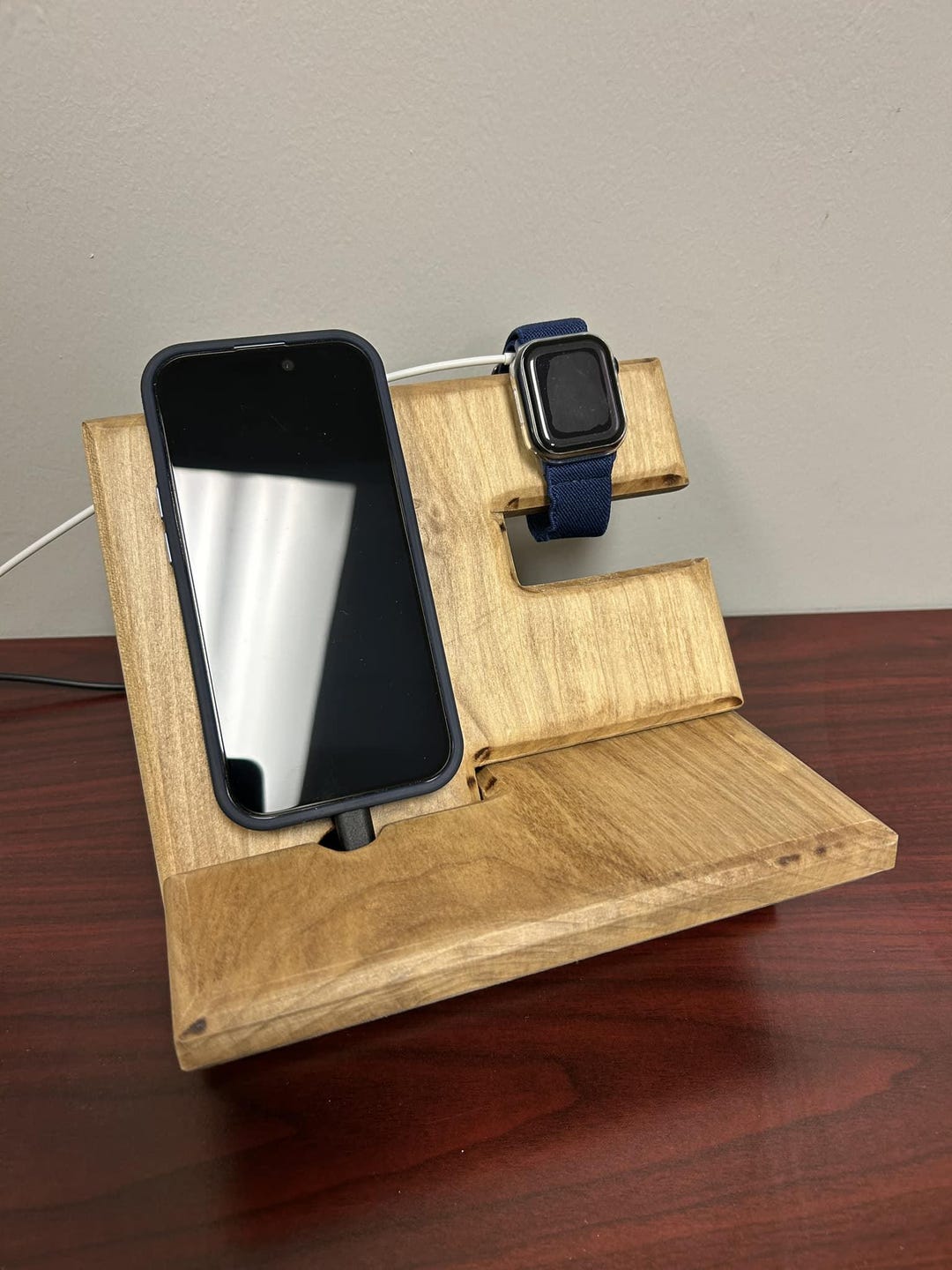 Hand Made Wooden Docking Station for Phone, Wallet, Kets, Watch, Etc ...