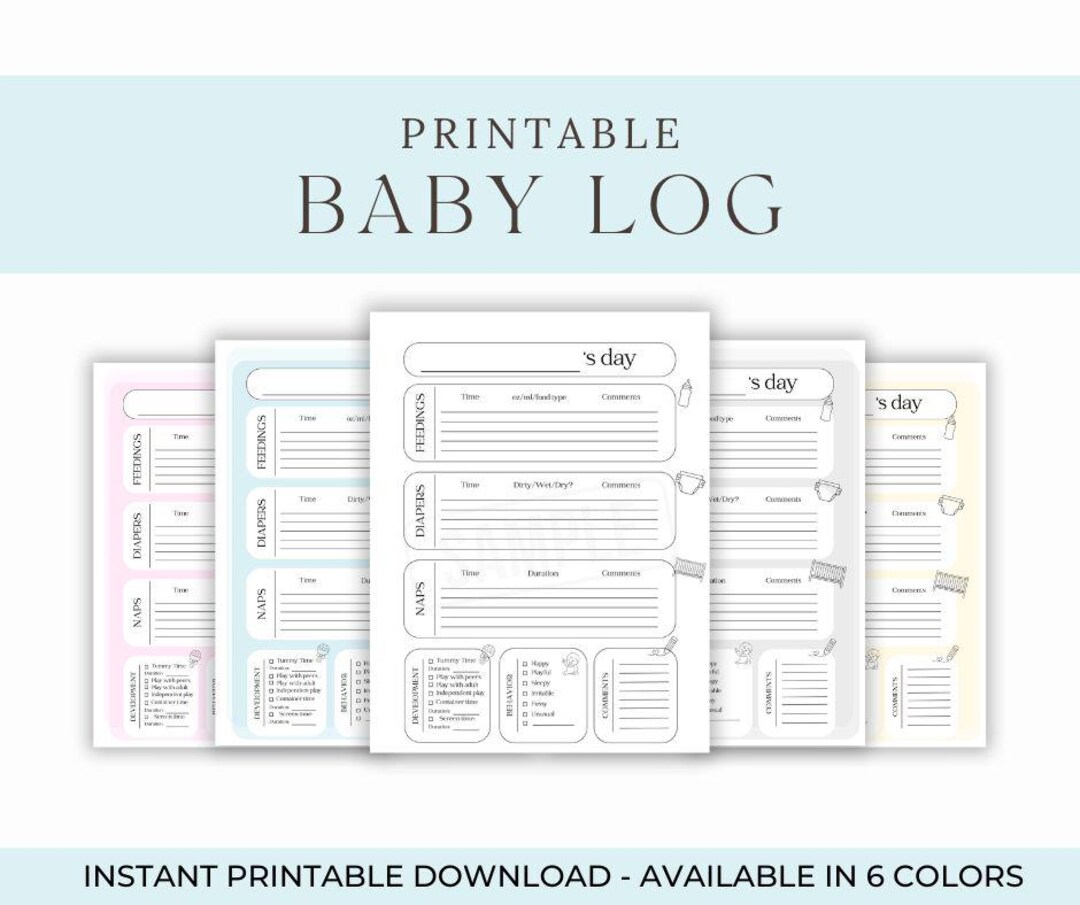 Printable Baby Daycare Log Downloadable Baby Tracker for Sleep ...