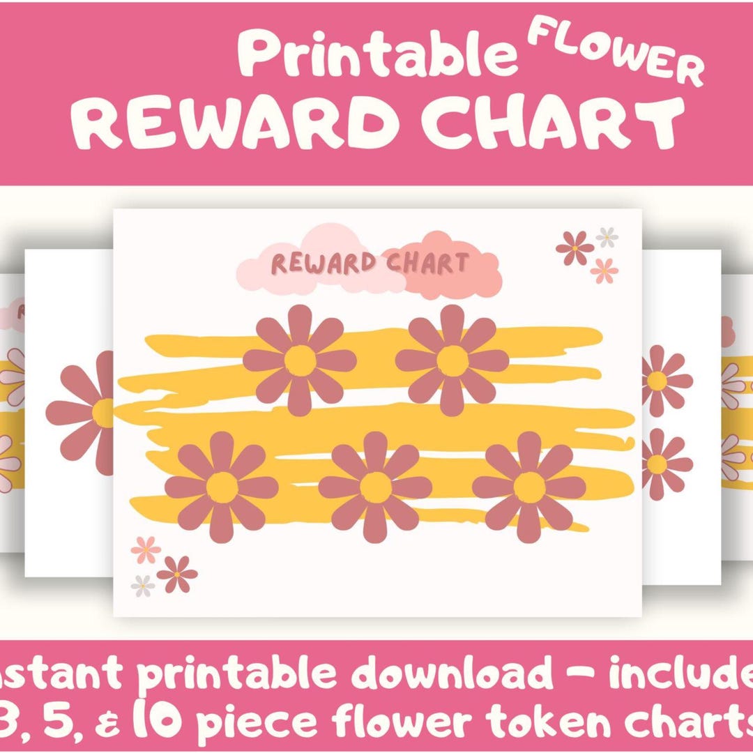 Printable Flower Reward Chart for Girls | Kids Chore Tracker | Behavior ...