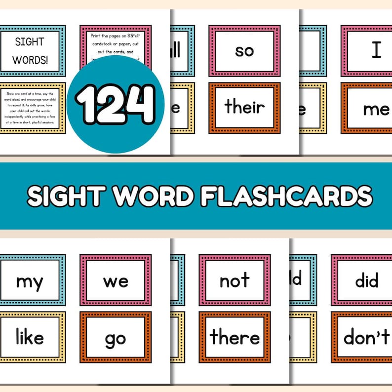 Sight Word Flashcards Prek–1st Grade | Printable Learning Cards | Early ...